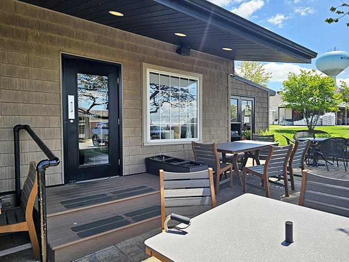 Outdoor seating where you can enjoy your meal while soaking up Ohio's beautiful countryside charm.