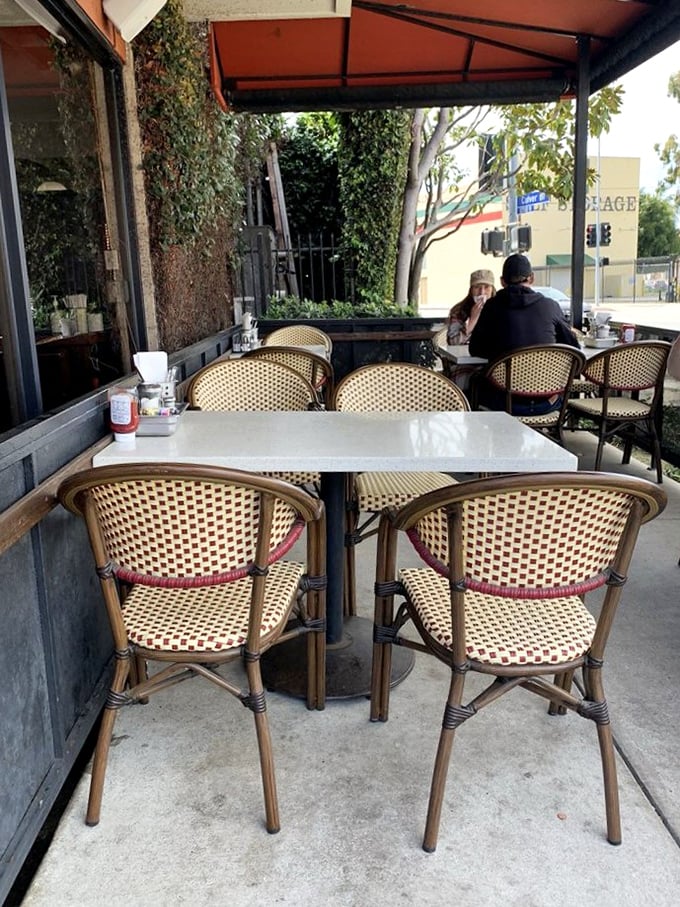 Sidewalk seating where California sunshine meets breakfast perfection—nature's best dining room.
