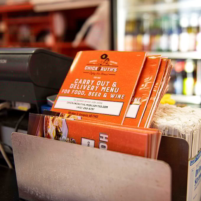 Take-out menus that promise the Chick & Ruth's experience can follow you home—though the atmosphere stays behind.