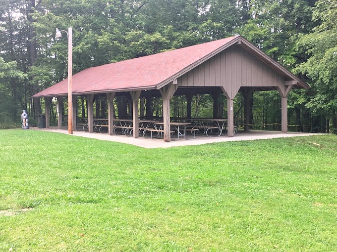 Picnic paradise awaits under this spacious pavilion. The perfect spot for family reunions where "remember when" stories flow as freely as lemonade.