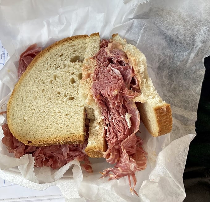Pastrami and corned beef living together in perfect harmony – like the odd couple of deli meats who discovered they're better together than apart.