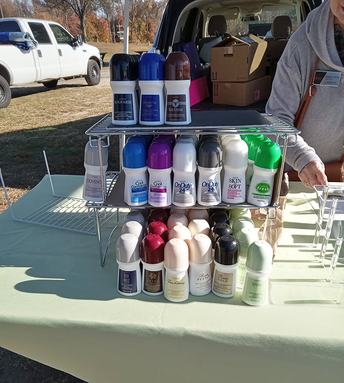 Practical meets peculiar at this personal care products stand – where else can you buy deodorant alongside your vintage vinyl?