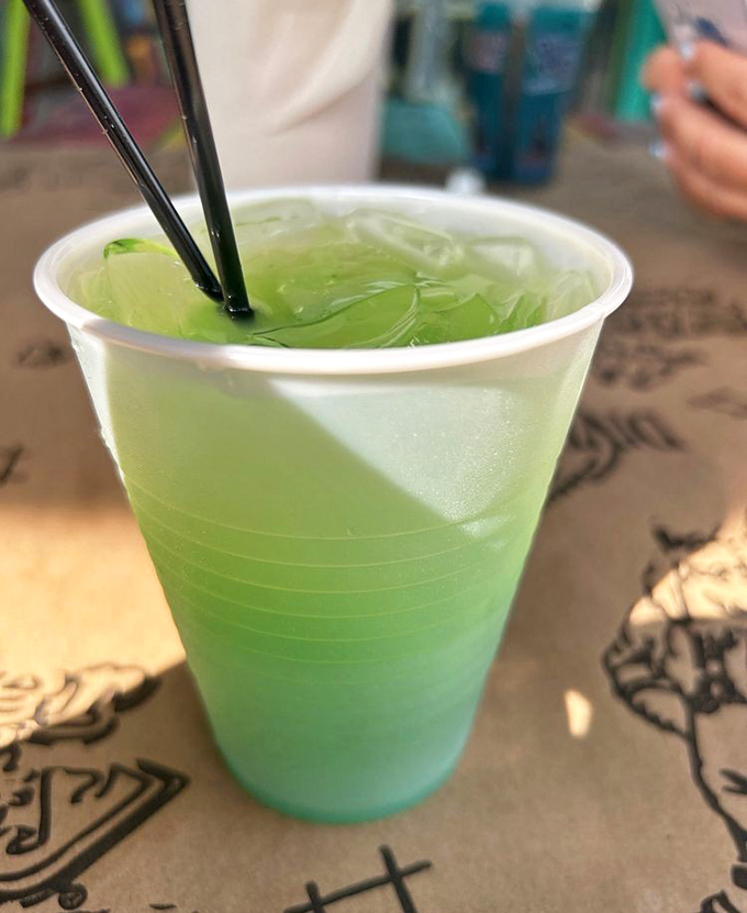 The Pier Punch brings beach vibes to your table – liquid sunshine in a mason jar.