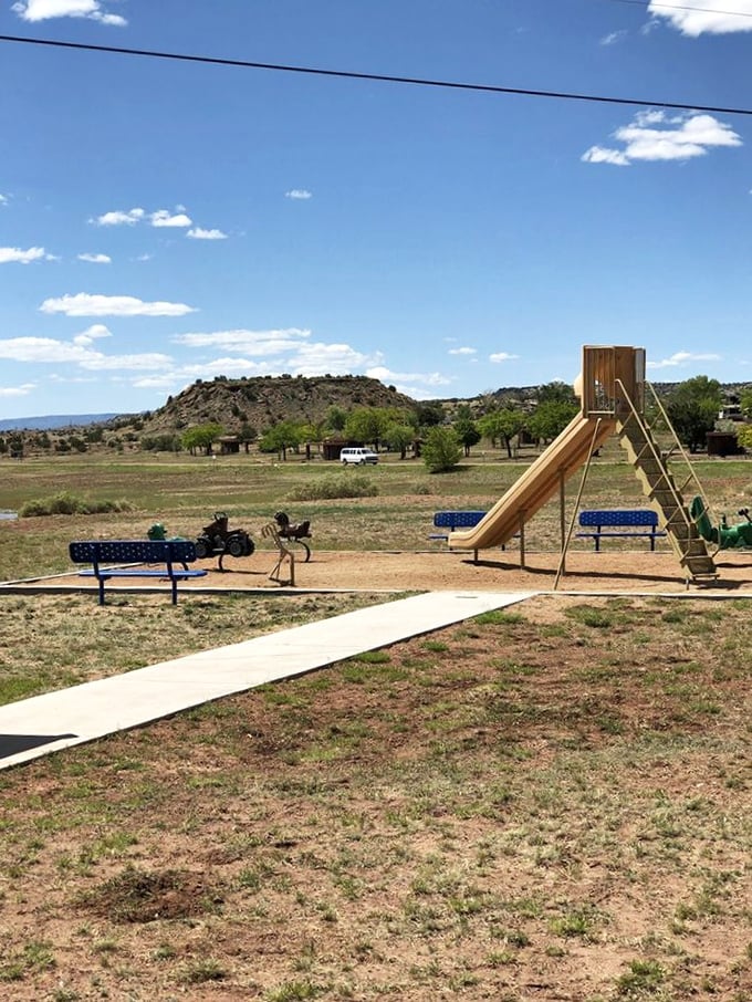 Kids' paradise meets parents' peace—this playground offers entertainment while adults enjoy five minutes of blessed silence.