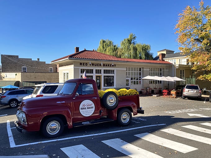 Red Truck Bakery's vintage wheels might have stopped moving, but inside, the baking never stops—a delicious slice of Americana.