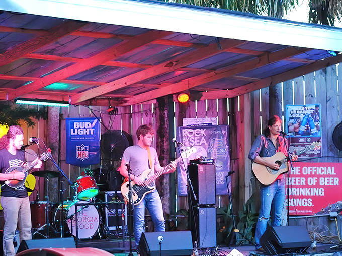 Live music under colorful lights at local watering holes—where "island time" means the band starts when they're ready and ends when they're done.