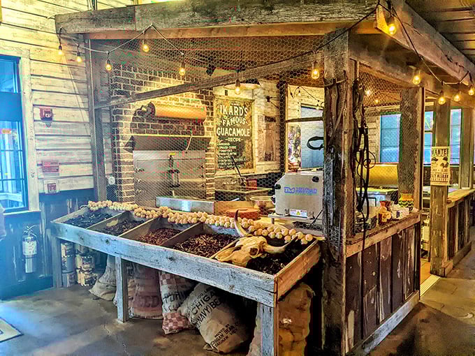 This rustic food station isn't just decoration—it's a temple to Texas-style ingredients that will transform your dinner into a Lone Star celebration.