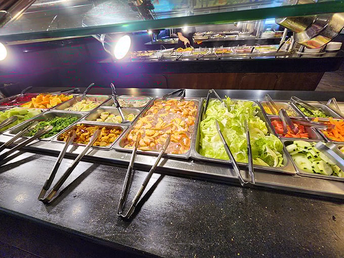 The salad bar – where virtuous intentions go to die beneath a rainbow of more tempting options.