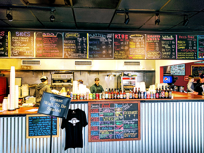 The chalkboard menu—always a good sign at a BBQ joint. It means things change based on what's fresh and what's sold out.
