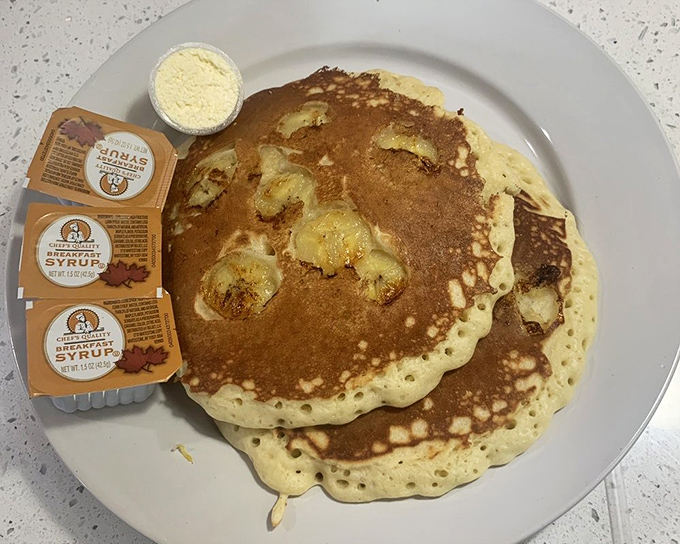 Pancake perfection doesn't happen by accident. These golden discs of joy are just waiting for their maple syrup waterfall moment.