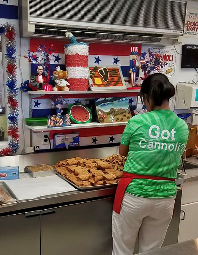 "Got Cannoli?" isn't just a cute shirt slogan – it's a legitimate life question. The patriotic display shows that loving Italian pastries is as American as apple pie.