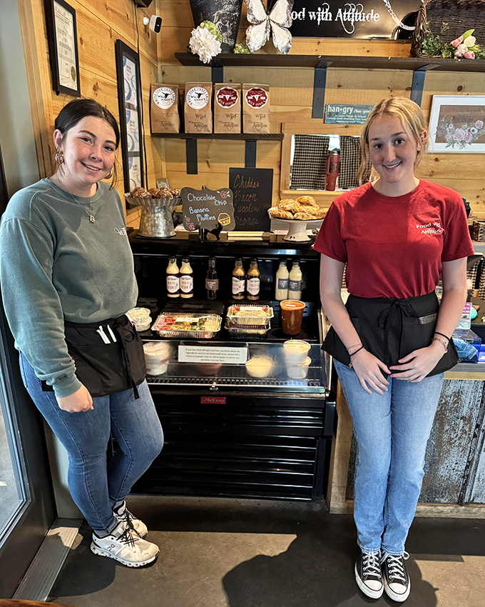 The friendly faces behind the magic. These ladies probably know half the town by name and exactly how everyone likes their coffee. 
