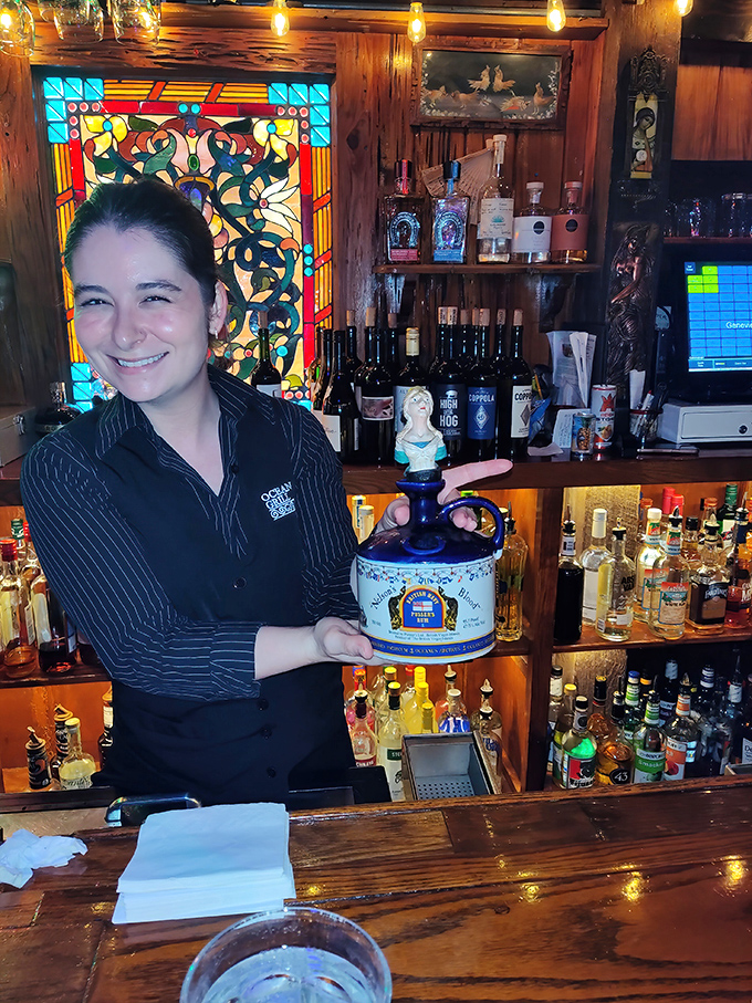 Behind every great restaurant is staff who love what they do – and at Ocean Grill, that passion is as evident as the stained glass behind them.