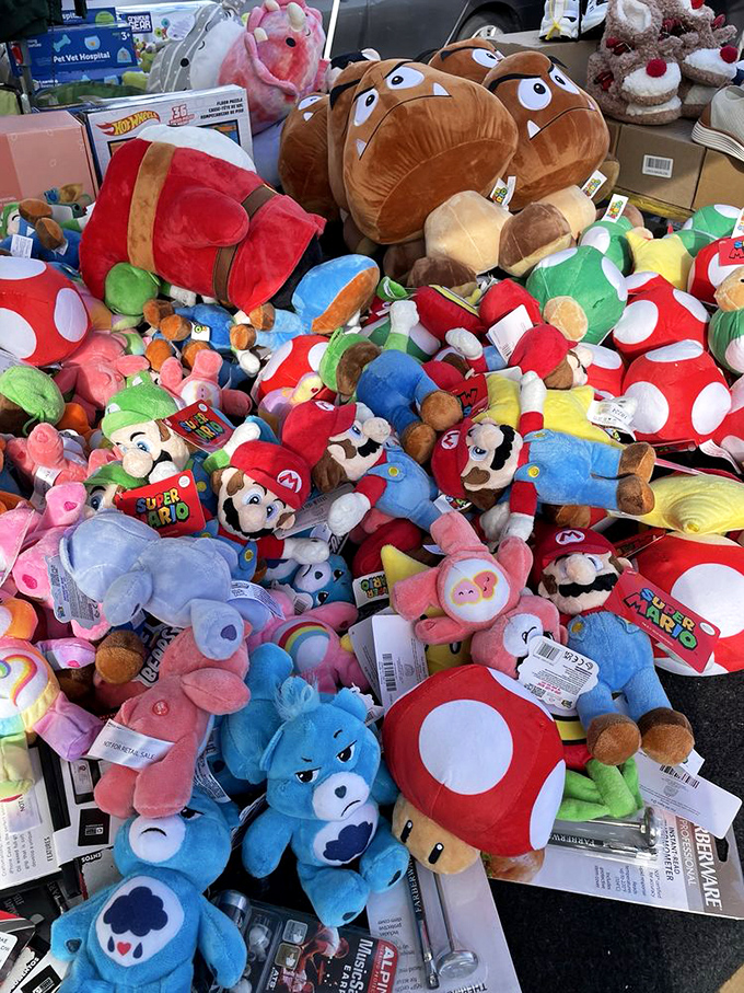 Mario, Goomba, and friends having a plush reunion – ready to bring gaming nostalgia to someone's living room.