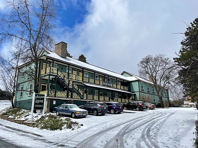 The Julian Lodge in winter—proof that Southern California does indeed have seasons, despite what Los Angeles residents might tell you.