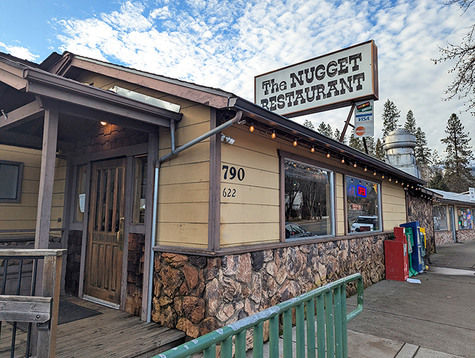 The Nugget Restaurant's stone foundation looks sturdy enough to withstand another gold rush, economic downturn, or whatever else California throws its way.