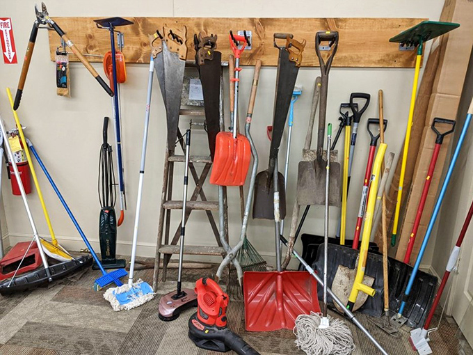 Tool time extraordinaire! This wall of garden implements would make Tim Allen grunt with approval—more power at powerfully low prices.