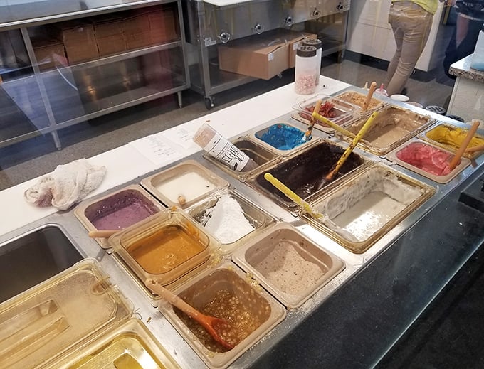 The artist's palette of donut creation. Each container holds potential for greatness – choose wisely or go wild, there are no wrong answers.