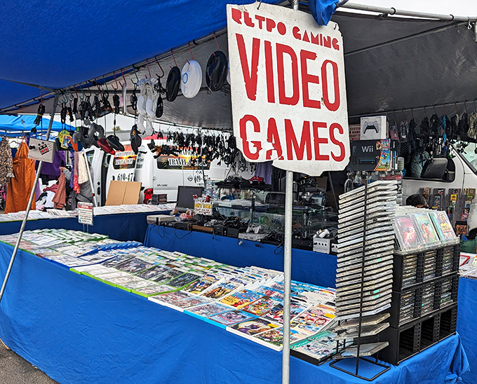 Gaming history preserved in plastic cases – where Gen X nostalgia meets Gen Z discovery in a beautiful time-traveling paradox.