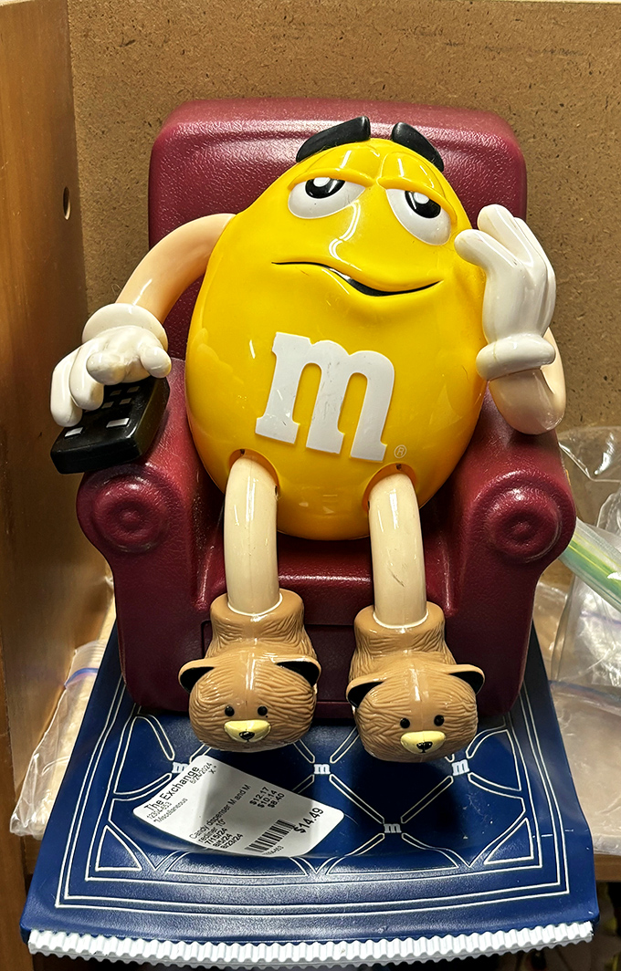 An M&M's La-Z-Boy dispenser that perfectly captures the whimsical spirit of childhood candy dreams.