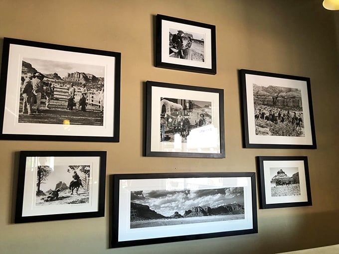 The walls don't just display photos—they tell stories of Sedona's wild past, creating the perfect atmosphere for modern-day outlaws to enjoy their feasts.