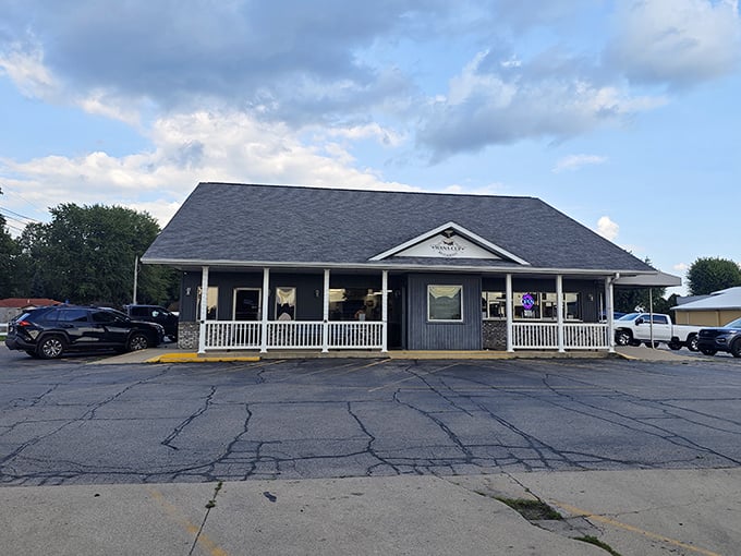 Front porch dining at its finest. This welcoming restaurant with its classic white railings practically whispers, "Come sit a spell and eat something wonderful."