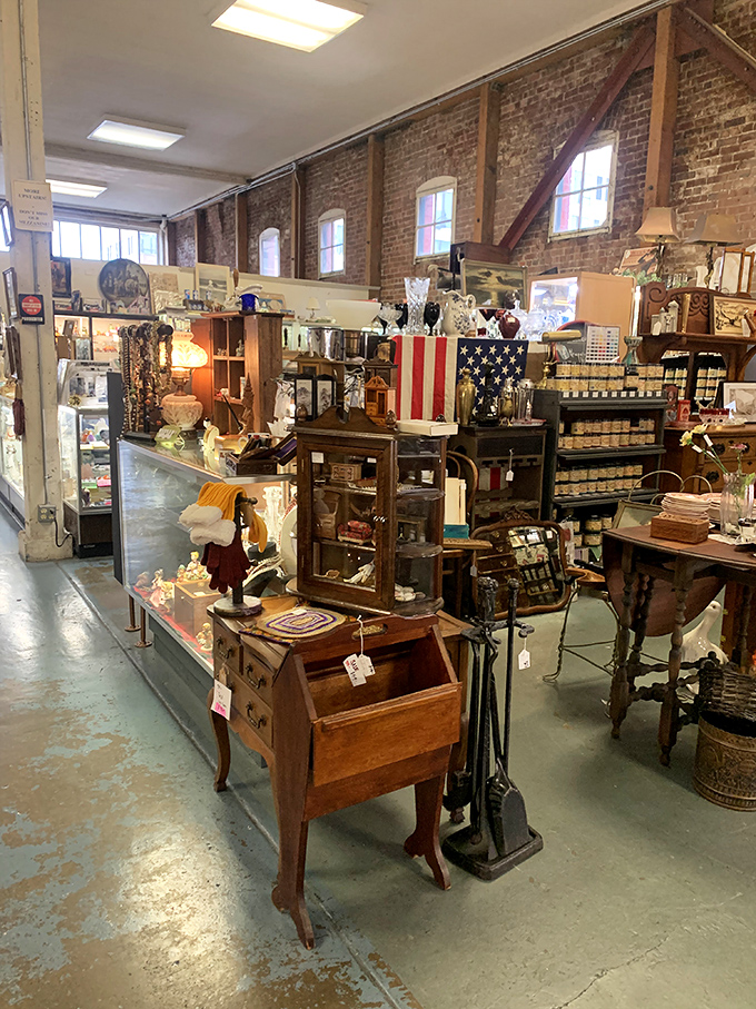 Every shelf tells a different story, with vintage Americana displayed alongside practical antiques that have stood the test of time.