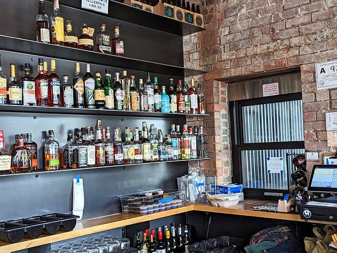 The well-stocked bar proves that great barbecue deserves equally thoughtful libations – a philosophy we can all get behind.
