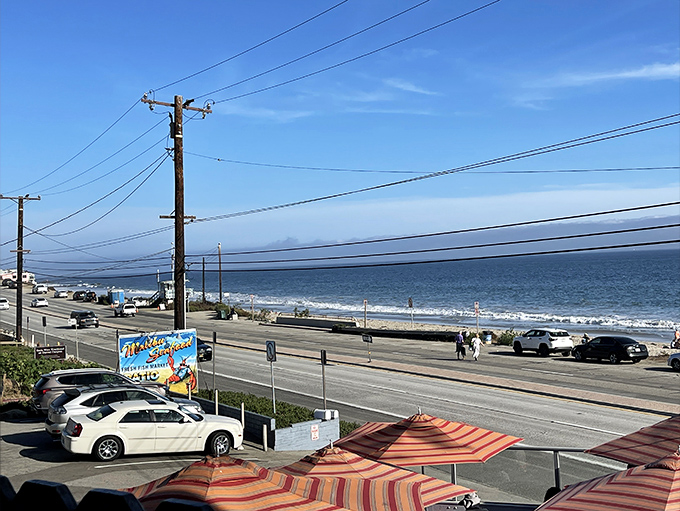 PCH on one side, Pacific Ocean on the other. The restaurant's location is the California dream personified – with fish tacos.