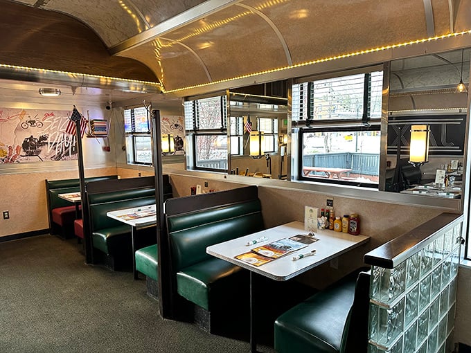 Green vinyl booths invite you to slide in and stay awhile – calories consumed in a vintage diner officially don't count.