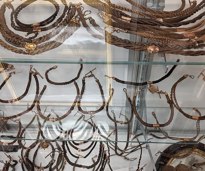 These braided hair bracelets and chains were the ultimate Victorian keepsake – literally keeping loved ones close at all times.
