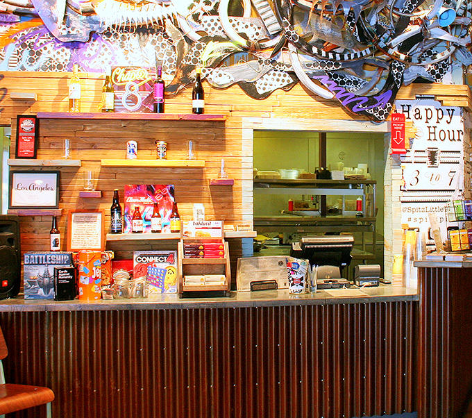 Games, drinks, and good vibes—this counter area proves Spitz knows food is just one part of a memorable dining experience.
