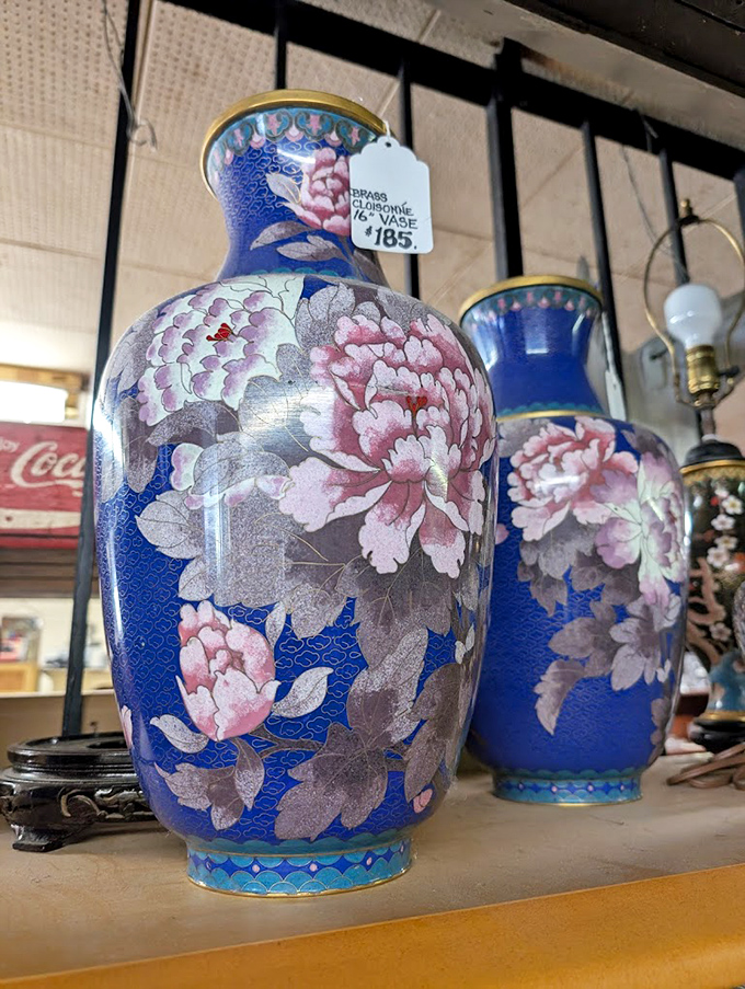 These blue cloisonné vases with delicate floral patterns have survived decades without a single chip. Meanwhile, I broke a mug this morning.