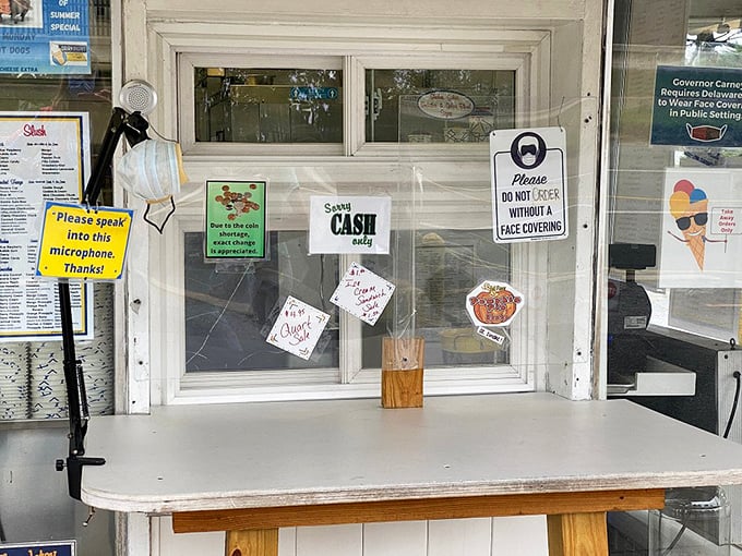 The ordering window—that magical portal where wishes are spoken and ice cream dreams come true moments later.