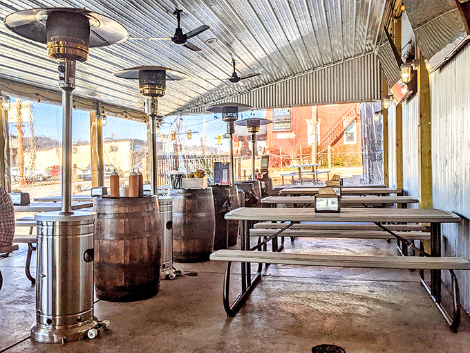 Outdoor dining with overhead heaters – because Mother Nature shouldn't dictate when you can enjoy great barbecue al fresco.