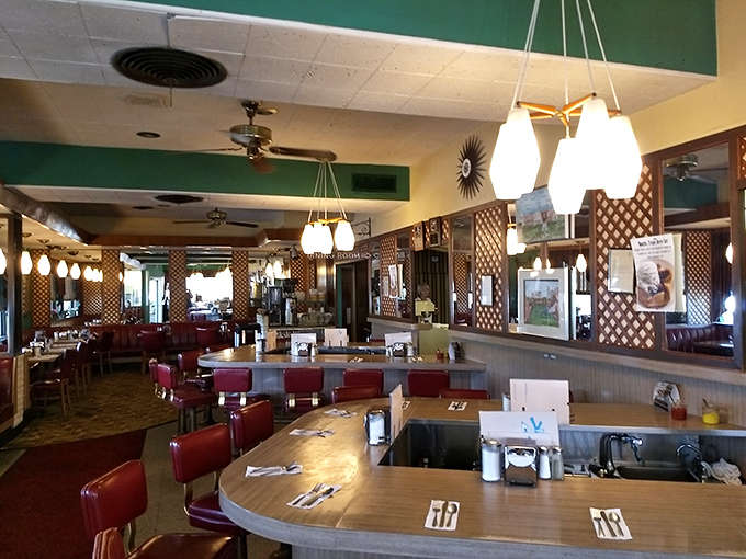 Mid-century design elements weren't chosen to be trendy—they've simply been there since mid-century, watching Upper Arlington grow while keeping the coffee hot.