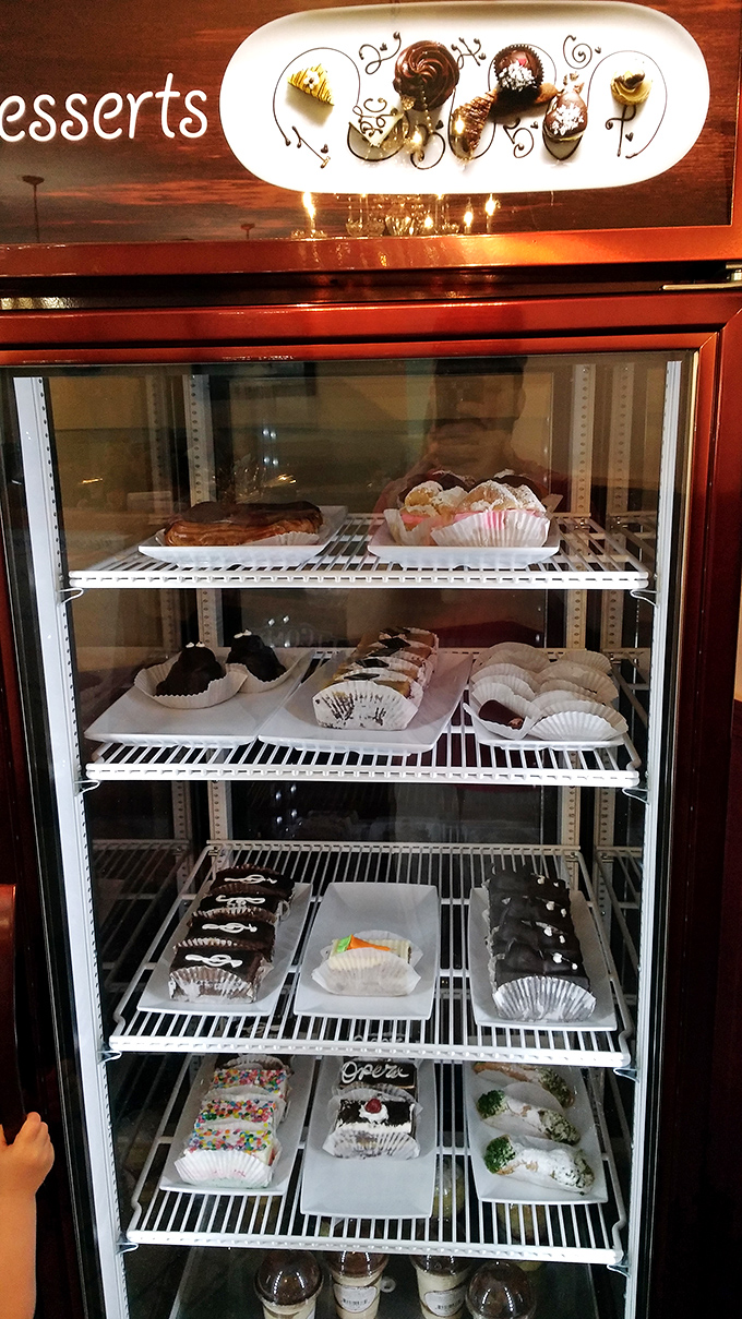 The dessert case—where breakfast and dessert blur deliciously. Because sometimes pancakes just aren't enough of a sugar rush.