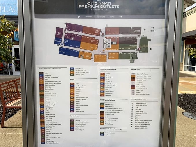 The mall directory—part treasure map, part strategic battle plan for conquering all 100+ stores without getting lost in retail wilderness.