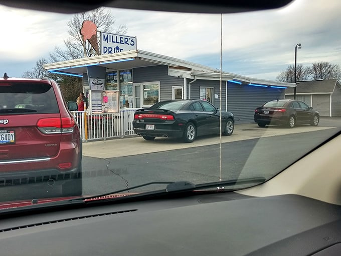 A drive-thru view that promises sweet relief is just moments away—the automotive equivalent of "hang in there, we've got you."