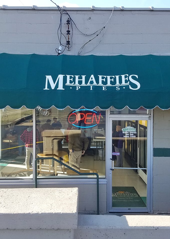 The entrance beckons with promises of homemade goodness. That neon "OPEN" sign might be the most beautiful sight in Dayton.