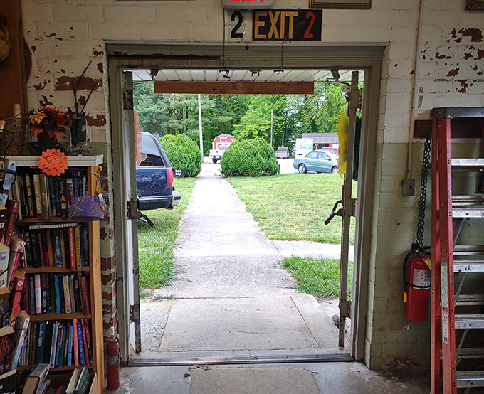 Exit 2 frames a view to the outside world, reminding shoppers there's life beyond antiquing. Though honestly, who's in a hurry to leave?