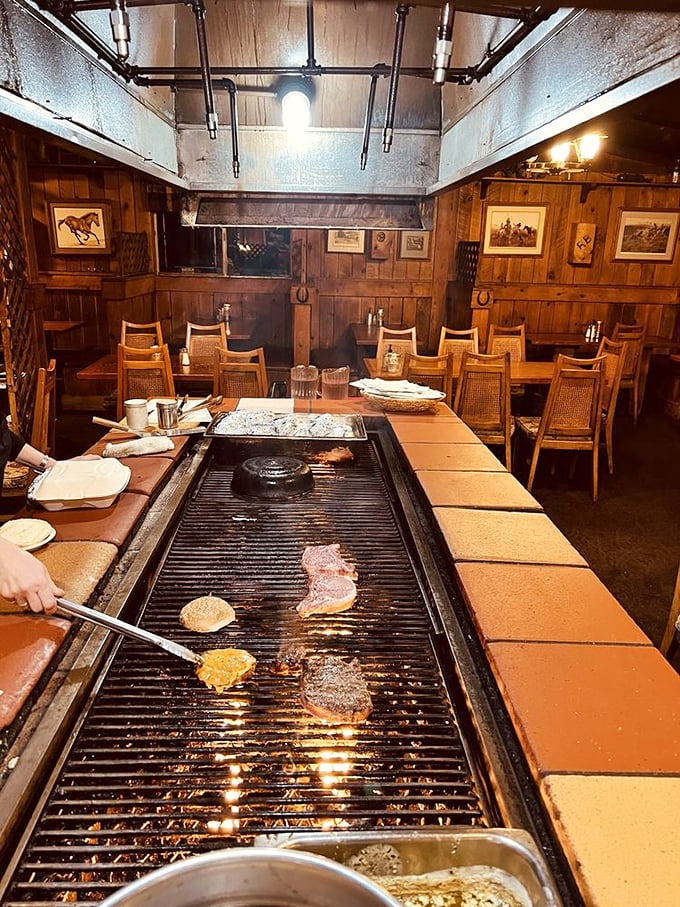 The tabletop grill where meat meets fire in full view—dinner and a show where the star ingredients perform their sizzling transformation.