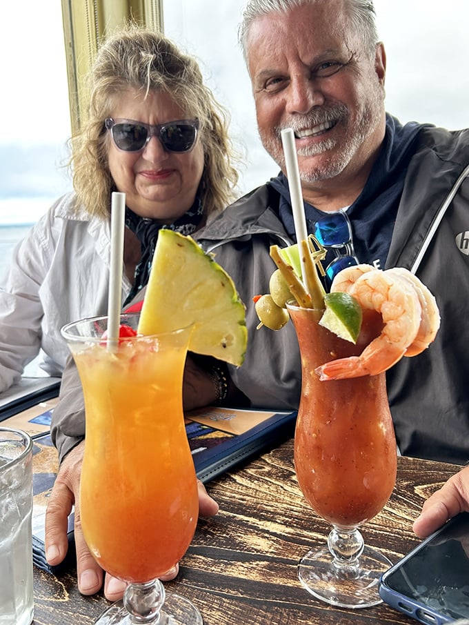 Cocktails with garnishes so elaborate they count as an appetizer. That Bloody Mary has more seafood than some restaurant entrées.