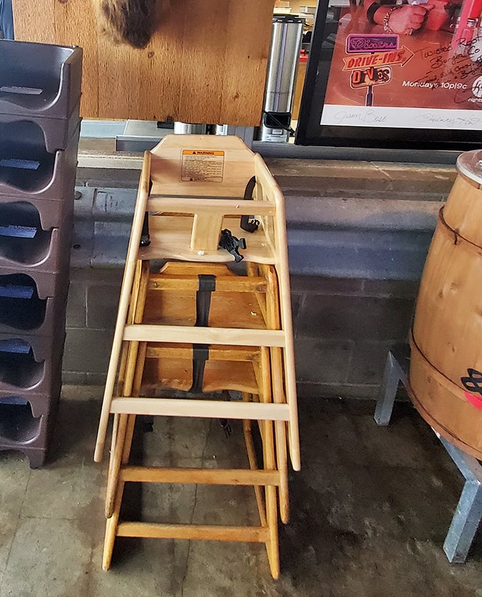 That high chair isn't just furniture—it's an invitation for the next generation of burger enthusiasts. Starting them young on the path to culinary enlightenment.