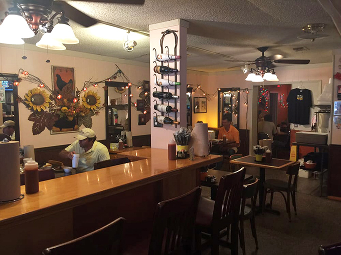 A glimpse into the heart of Hot Spot, where sunflower decor meets serious barbecue business – the kind of place where regulars become family.