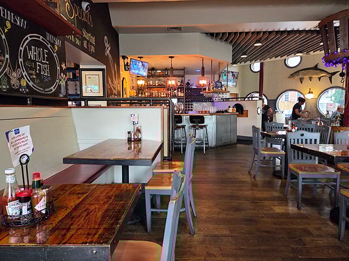The bar area: where maritime meets mixology, and the only place where "getting shipfaced" is both a pun and a possibility.