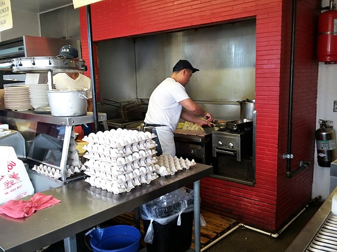 Where the magic happens—stacks of eggs awaiting transformation. Like watching the backstage of a Broadway show, but with better aromas.