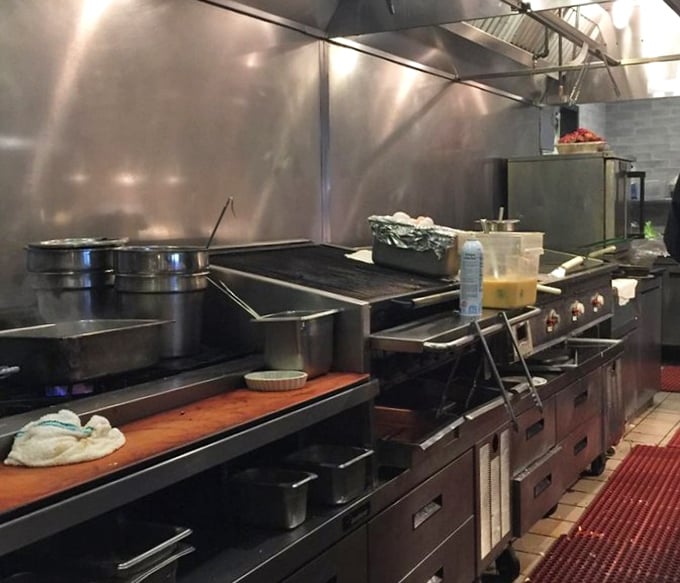 A glimpse into the engine room where comfort food dreams are built—spotless, organized, and ready for action.