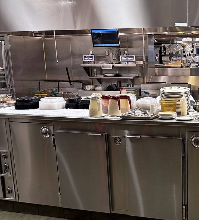 Behind the scenes, where seafood magic happens. A glimpse into the organized chaos that delivers plate after perfect plate.