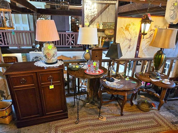 Not just lamps but illuminated history—each one representing a different era when lighting a room was an art form.